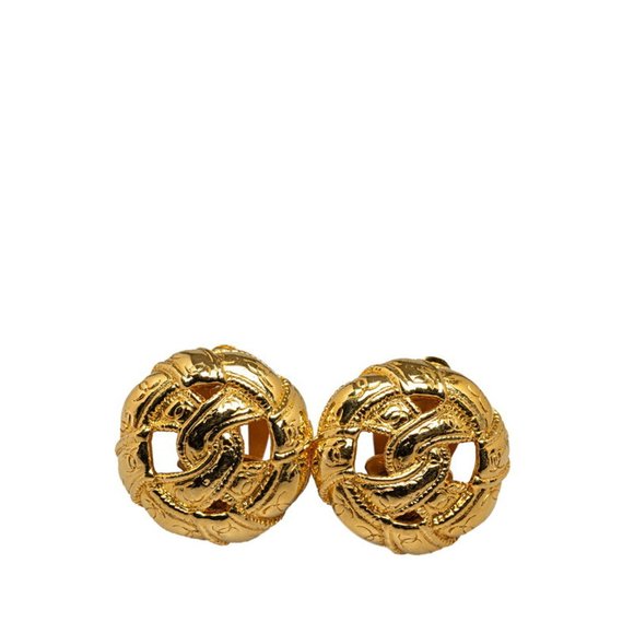 CHANEL | Jewelry | Chanel Coco Mark Twist Motif Earrings Gold Plated ...
